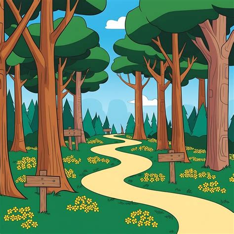An Illustration Of A Dora The Explorer Cartoon Style Scene Of A Forest