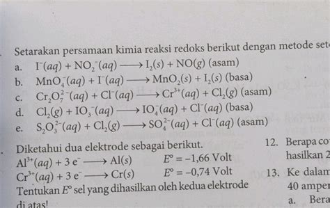 Setarakan persamaan kimia reaksi redoks | StudyX
