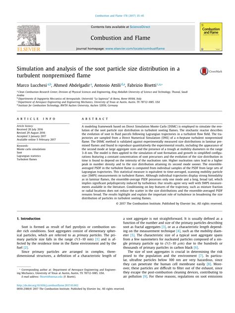 Pdf Simulation And Analysis Of The Soot Particle Size Distribution In