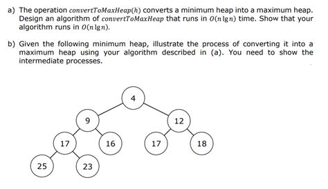 Solved A The Operation Converttomaxheap H Converts A