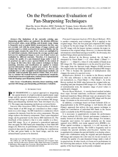 pdf on the performance evaluation of pan sharpening techniques