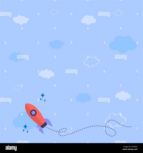 Rocket Ship Launching Fast Straight Up To The Outer Space Spaceship