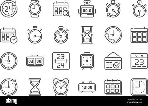 Outline Time Icon Timekeeper Stopwatch And Timer Icons Alarm Clock Calendar And Line