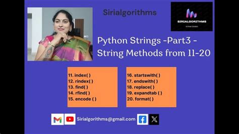 Learn Python Strings Methods In This Video Sirialgorithms Sireesha
