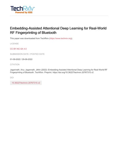 Pdf Embedding Assisted Attentional Deep Learning For Real World Rf