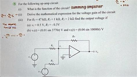 solved 5 for the following op amp circuit i what is the function