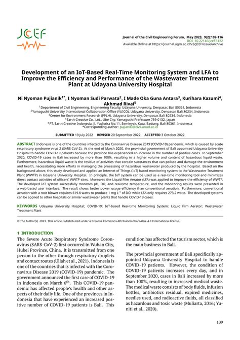 Pdf Development Of Iot Based Real Time Monitoring System And Lfa To Improve The Efficiency And