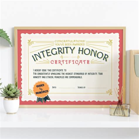Certificate Of Achievement For Integrity Honor Integrity Recognition