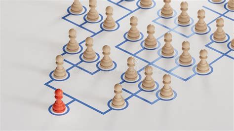 3d Illustration Of Pawns Showing The Principle Of Information And Influence Propagation In
