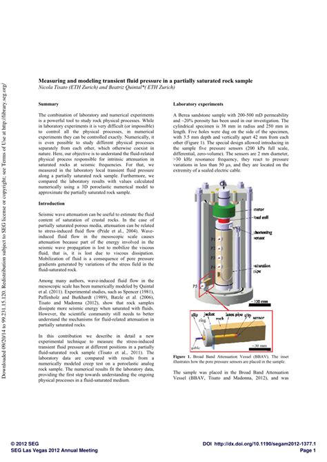 Pdf Measuring And Modeling Transient Fluid Pressure In A Partially Saturated Rock Sample