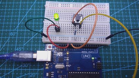 Скетч выключатель светодиод и кнопка в Arduino Uno