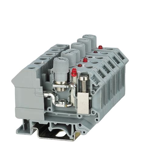 UK Hesi 10mm Screw Type DIN Rail Fuse Terminal Blocks With LED China Fusing Type And Fuse Terminal