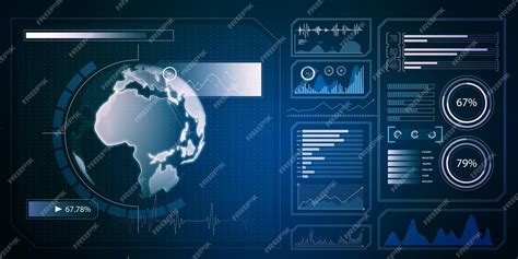Светящийся синий цифровой фон интерфейса бизнес экрана с глобусом и
