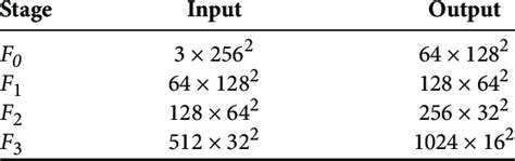 Input And Output Dimensions Of The Stages Download Scientific Diagram