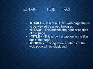 VAIBHAV JAIN WEB TECHNOLOGY Pptx Web Design And HTML Internet