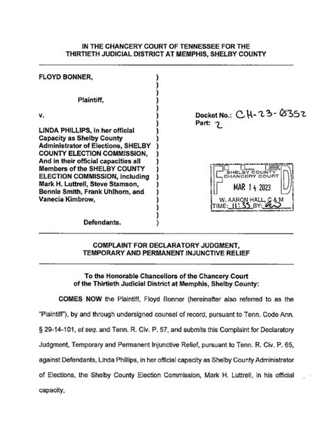 Case Documents Case Id Ch 23 0352 Docket Code Complaint For Declaratory Judgment 3 14 2023