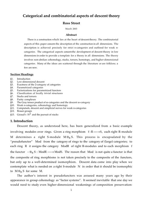 Pdf Categorical And Combinatorial Aspects Of Descent Theory