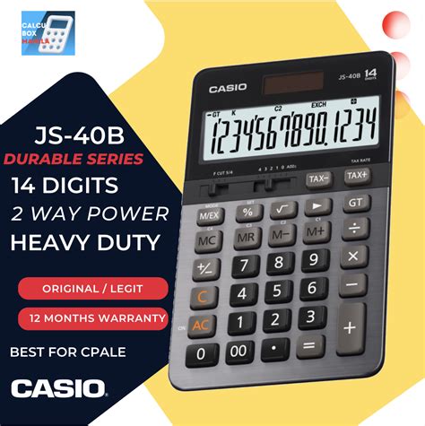 Casio Js40b Heavy Duty Desktop Calculator Black With 12 Months Warranty