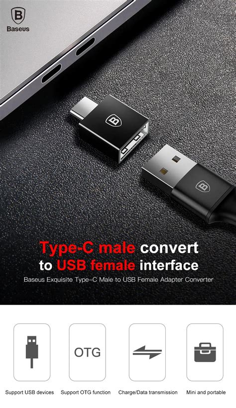 Baseus Exquisite Type C Male To USB Female Adapter Converter Baseus Official Store