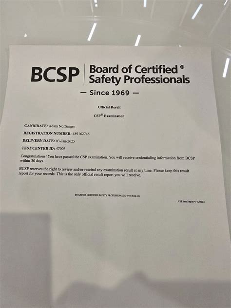 Adam Noftsinger Bsc Csp On Linkedin Passed My Csp Exam From Board Of Certified Safety