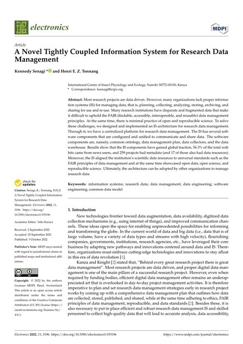 Pdf A Novel Tightly Coupled Information System For Research Data Management