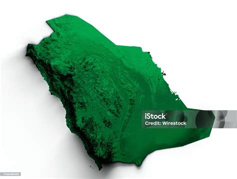 일반 흰색 배경에 사우디 아라비아지도의 지형 모델의 3d 렌더링 0명에 대한 스톡 사진 및 기타 이미지 0명 3차원 형태 경도 Istock