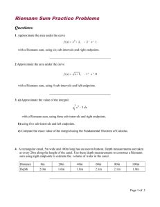 Integrals And Riemann Sums Worksheet