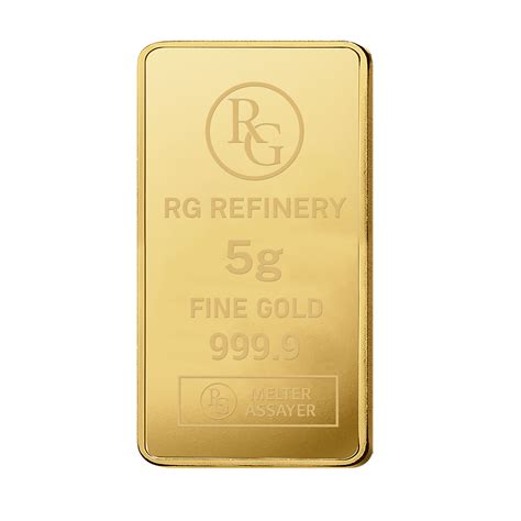 5 Gram Gold Bar 24 Karat 9999 Purity Minted Bar With Rg Design Rg