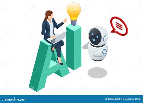 Isometric Chatgpt Concept Artificial Intelligence Chatbot Machine Learning Cartoon Vector