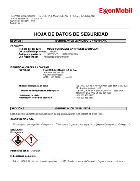 Msds 691536 Permazone Hoja De Seguridad Fecha De Revisión 01 Jul