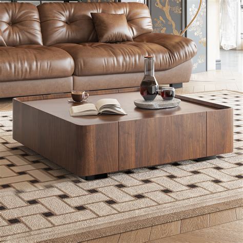 Williston Forge Jillann Industrial Walnut Square Coffee Table With