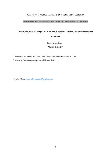 Pdf Spatial Knowledge Acquisition And Mobile Maps The Role Of