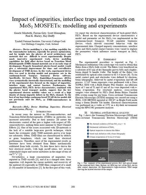 Impact Of Impurities Interface Traps And Contacts On Mos2 Mosfets Modelling And Experiments