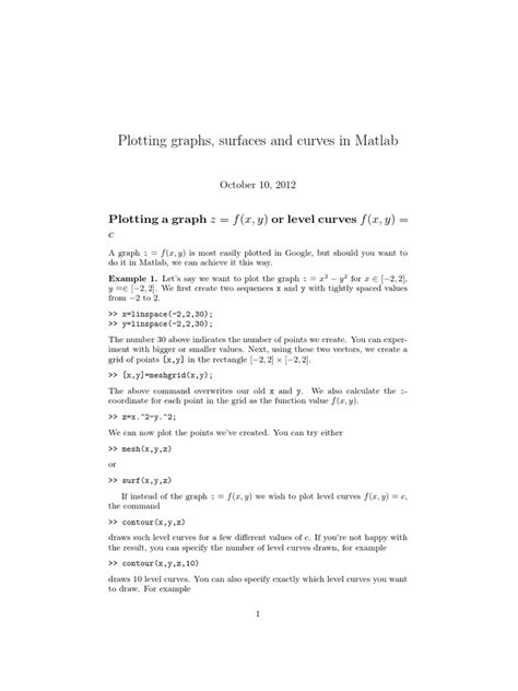 Plotting Graphs Surfaces And Curves In Matlab Plotting A Graph Z F X