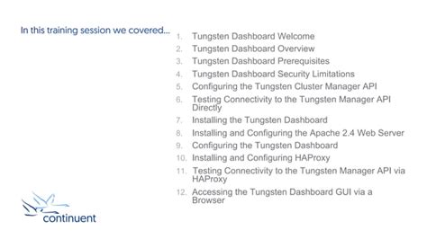 Training Slides Basics 106 Tungsten Dashboard Overview Installation And Architecture Ppt