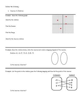 Guided Notes Lesson Inverse Relations And Inverse Functions
