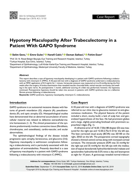 Pdf Hypotony Maculopathy After Trabeculectomy In A Patient With Gapo