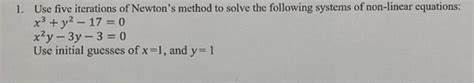 Solved 1 Use Five Iterations Of Newton S Method To Solve Chegg Com
