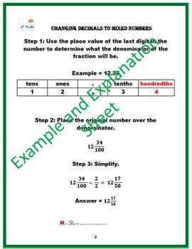 Changing Decimals To Mixed Numbers Three Worksheets By Worksheet Central