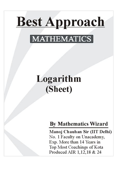 Logarithm Sheet No Detail Logarithm Sheet Best Approach Manoj
