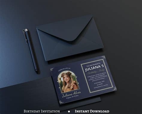 Editable Photo Birthday Invitation Card Pdf Print Etsy