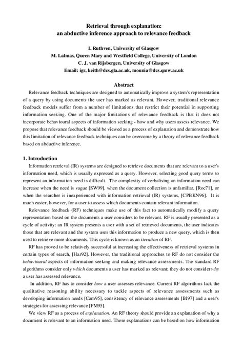 Pdf Retrieval Through Explanation An Abductive Inference Approach To