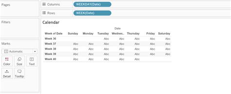 Create A Calendar Visual In Tableau OneNumber