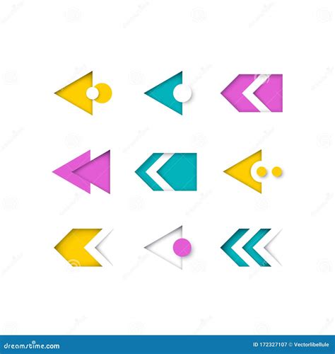 Vector Set Of Color Modern Arrows And Pointers Stock Vector Illustration Of Geometry Listing