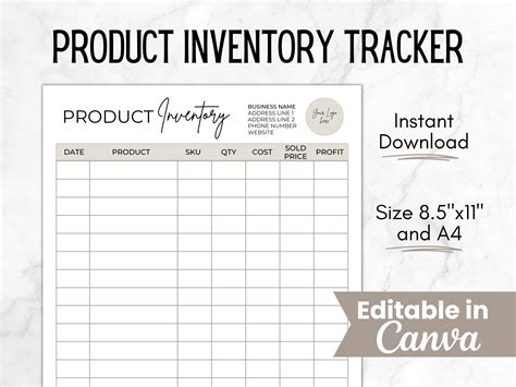 product inventory sheet
