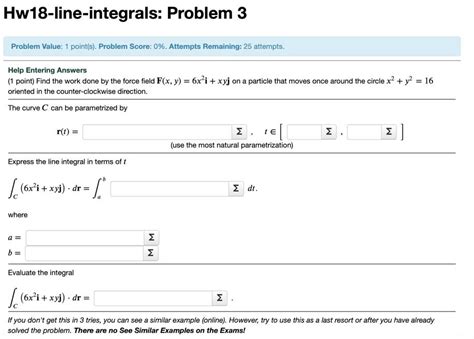 solved hw18 line integrals problem 3 problem value 1