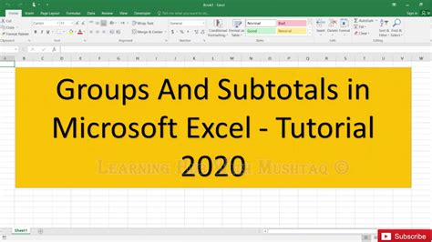 Groups And Subtotals In Microsoft Excel Tutorial 2020 Youtube