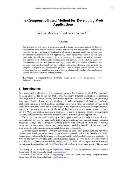 pdf a component based method for developing web applications