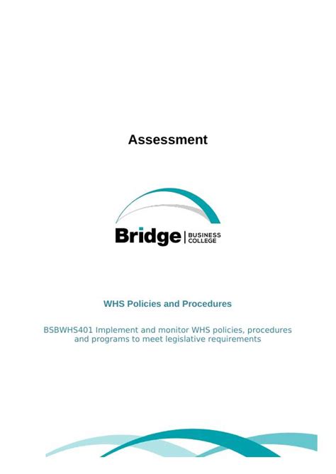 Implementing And Monitoring WHS Policies And Procedures Desklib