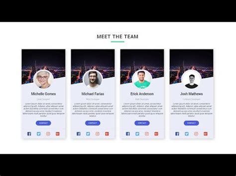 Responsive Our Team Info Cards Section HTML And CSS Tutorial
